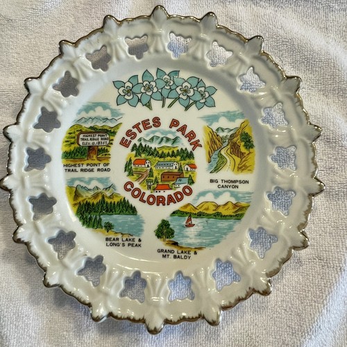 Vintage 1960s Estes Park Colorado Souvenir Collector Plate Reticulated ...