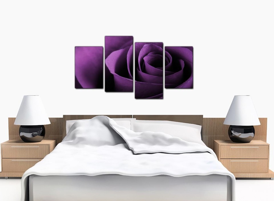 Large Purple Rose Floral Canvas Wall Art Pictures 130cm Prints XL 4112 ...
