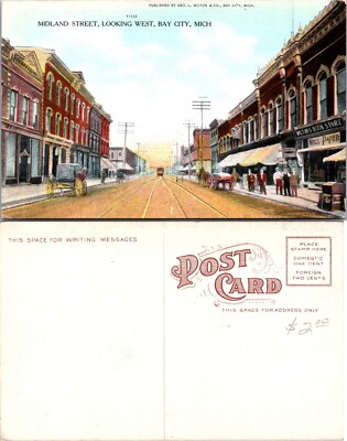 Midland Street Looking West Bay City Michigan MI Postcard | eBay