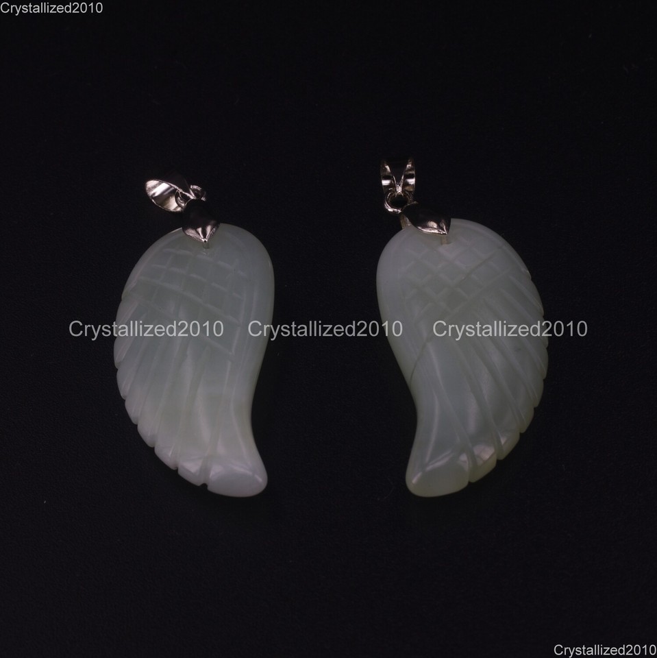 Natural Gemstone Carved Angel Wing Reiki Chakra Healing Pendant ...