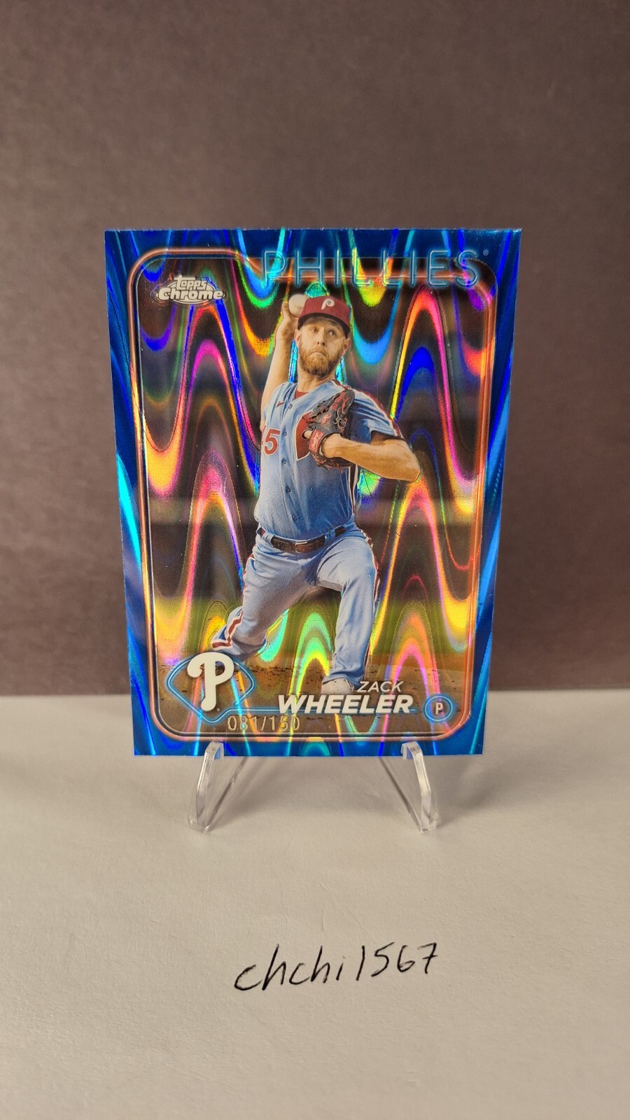 2024 Topps Chrome Zack Wheeler Blue Raywave Refractor Parallel #/150 ...