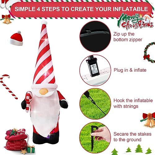 7ft Christmas Inflatable Outdoor Decoration Dwarf with Hat 7ft Dwarf ...