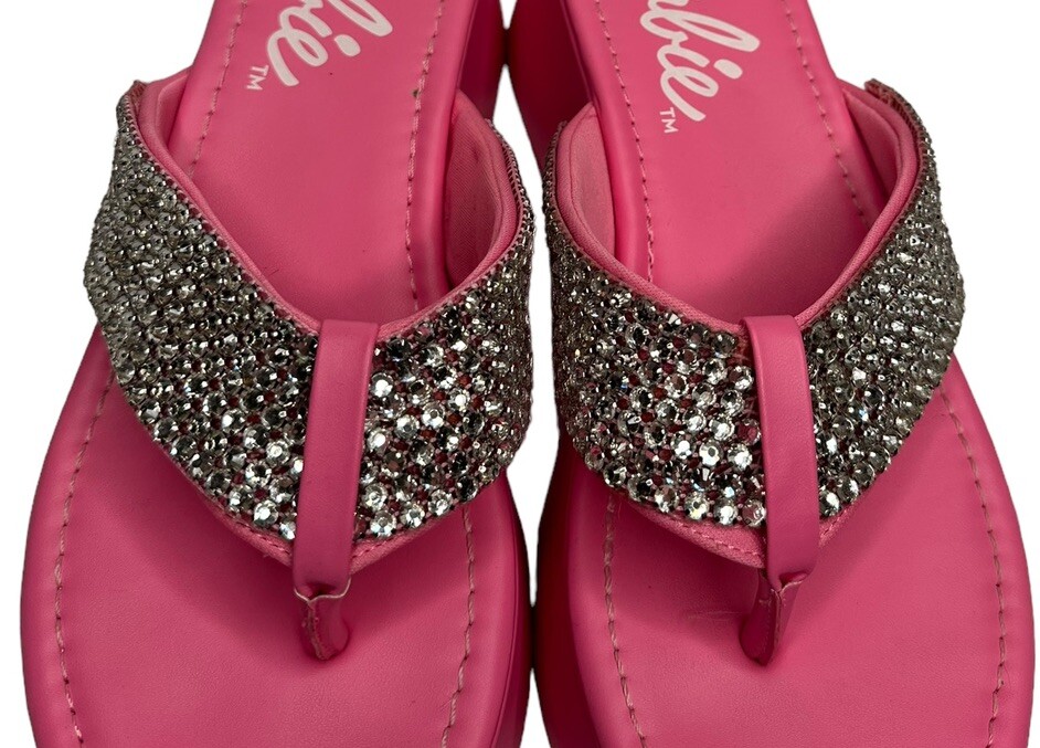 Forever 21 Barbie Rhinestones Wedge Platform Sandals PINK Womens Size 8 ...