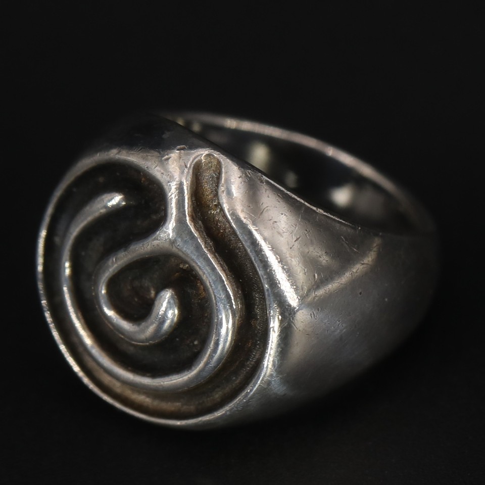 Sterling Silver - ROBERT LEE MORRIS Spiral Scroll Men's Signet Ring ...