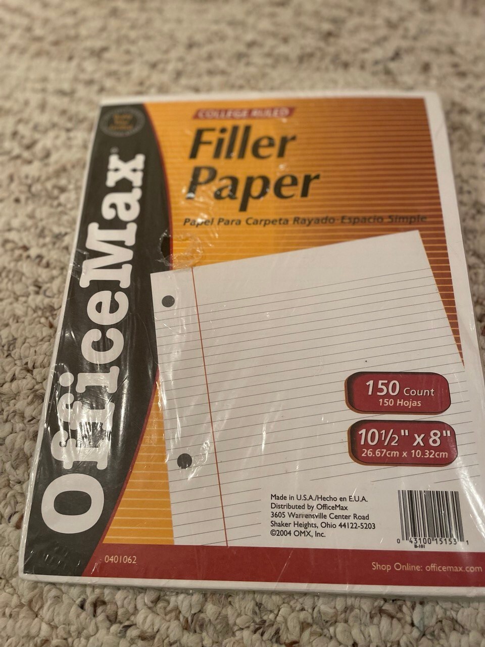 Filler Paper 100 Count, College Ruled - Paper OfficeMax 10 1/2" X 8" | eBay