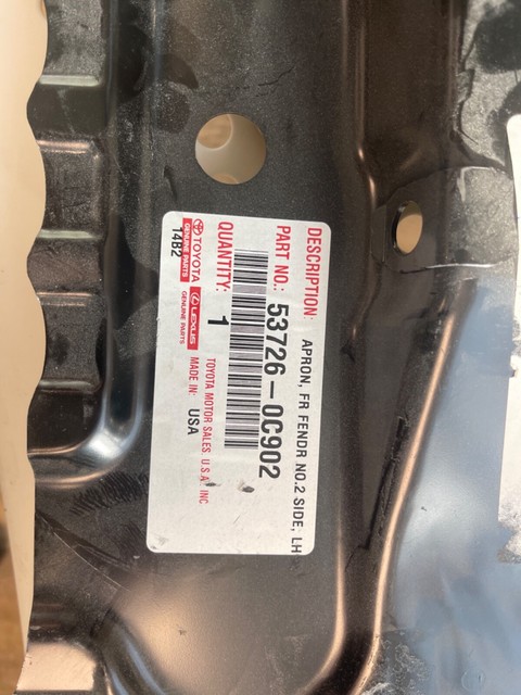 Genuine OEM Fender Apron Reinforcement for Toyota 537260C902 for sale ...