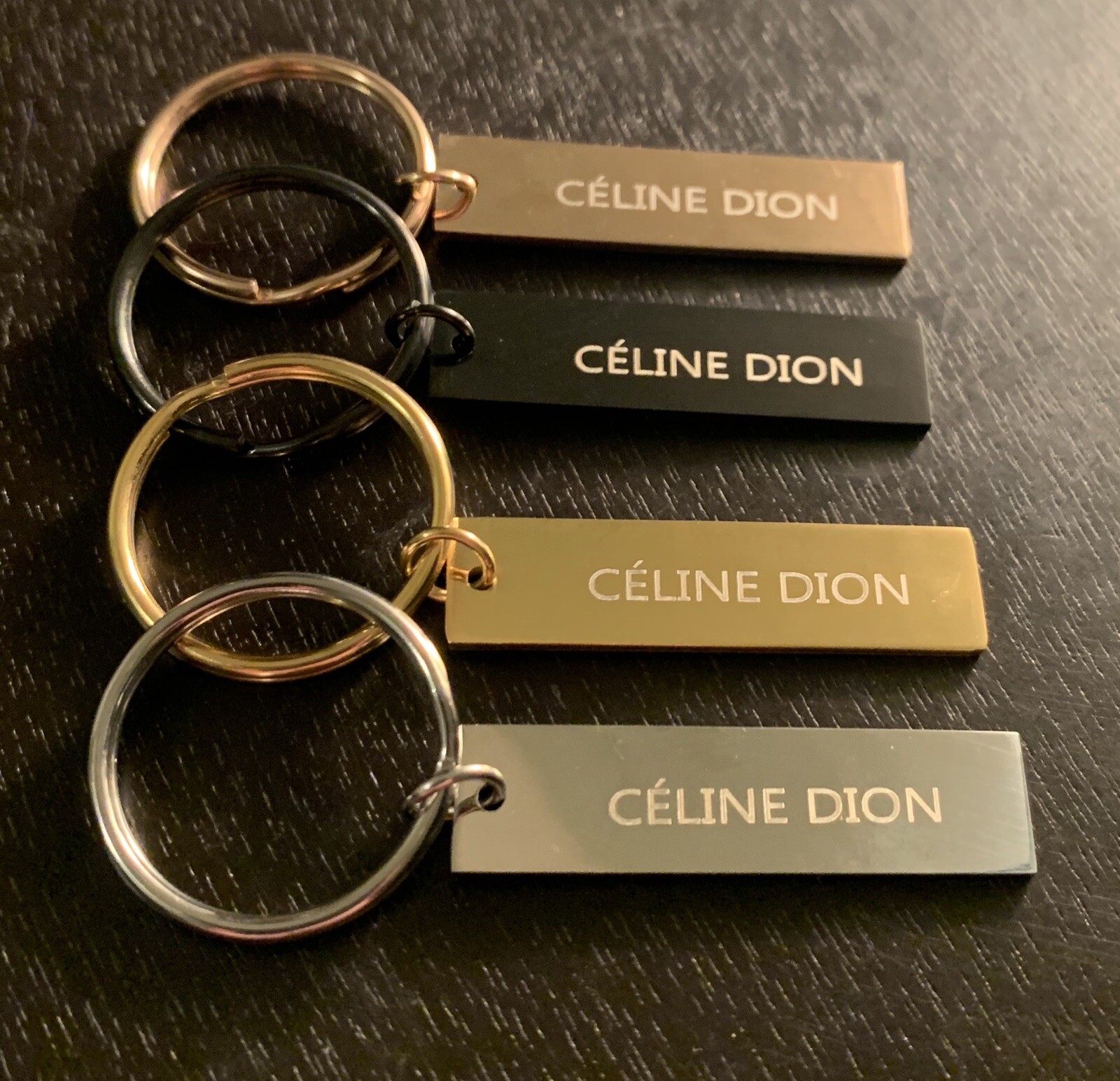 Celine Dion Metal Rose Gold, Black, Gold, Silver Keychain Keyring Ring ...