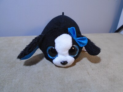 2017 TY BEANIE BOOS TEENY Tys STACKABLE MARCI THE BLACK WHITE PUPPY DOG ...