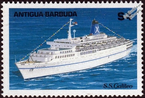 SS GALILEO GALILEI (SS Meridian) Cruise Ship Stamp (1989 Antigua) | eBay UK