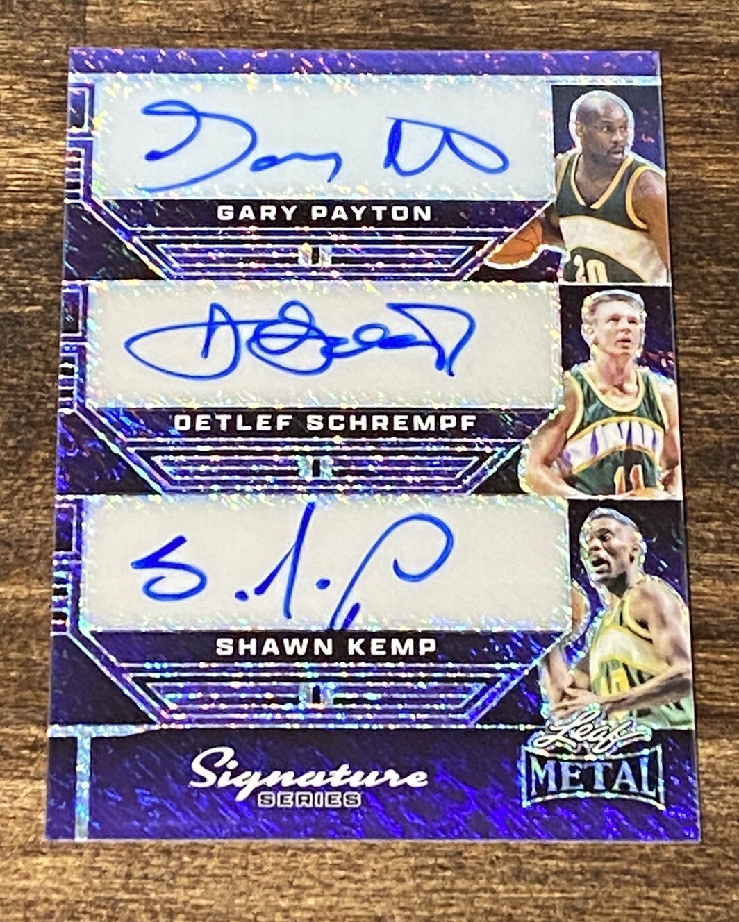 ‼️2024 Leaf Metal SHAWN KEMP/GARY PAYTON/DETLEF SCHREMPF Tri-Auto #1/1 ...