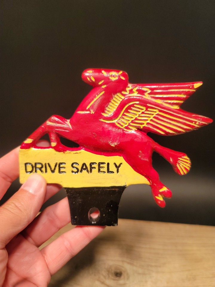 Antique Vintage Style Aluminum Pegasus Drive Safely License Plate Fob ...