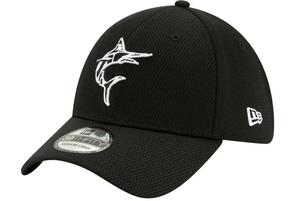 Miami Marlins Hat New Era 39Thirty 3930 Flex Fit Cap Size S/M/L/XL Gray ...