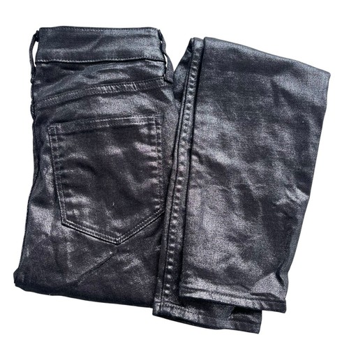 GAP Denim Womens 0 25R Black Silver Metallic Sparkle High Rise ...