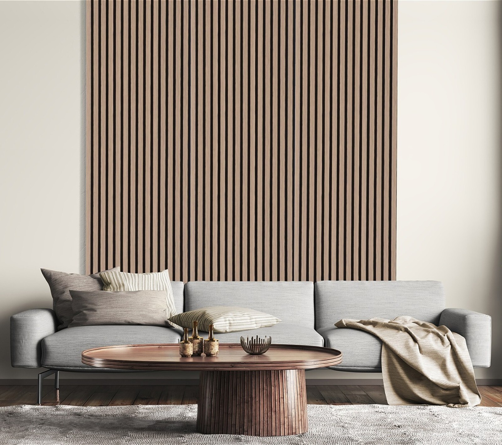 Wood Slat Wall Panels Veneer Decorative Oak 3D Living Room Kitchen ...