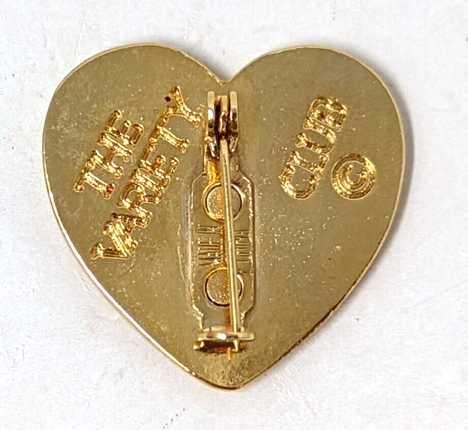 VTG 1990s The Variety Club Charity Gold Tone Metal Mirrored Heart Lapel ...