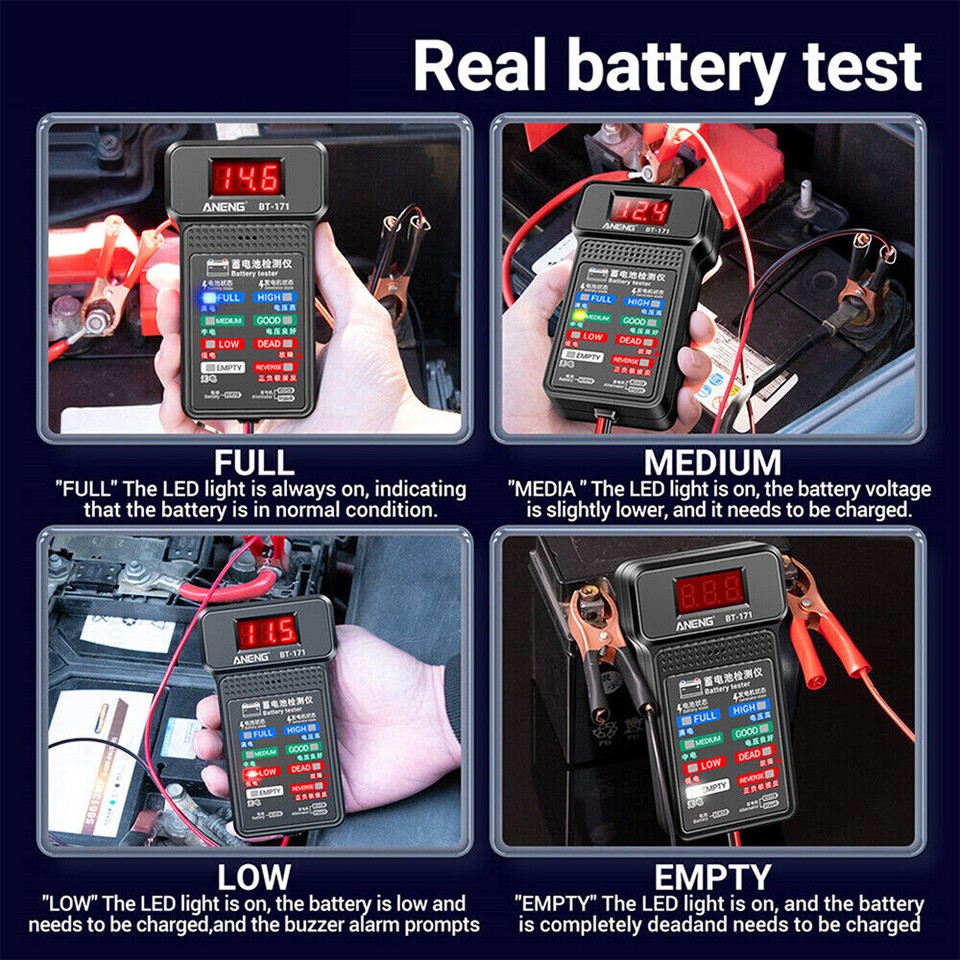 Car Battery Tester Digital Analyzer 12V Car Auto Battery Load Cranking ...