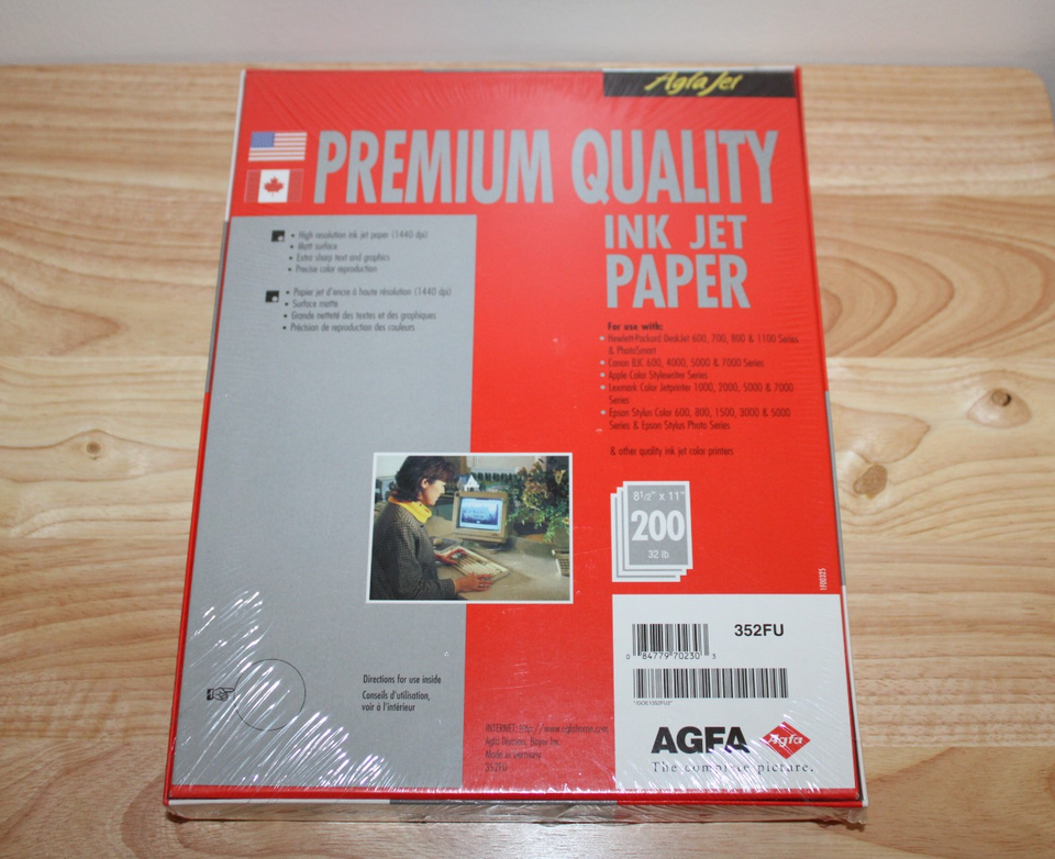 200 Sheets AGFA Premium Quality Ink Jet Printer Paper Matte 8.5 x 11 ...