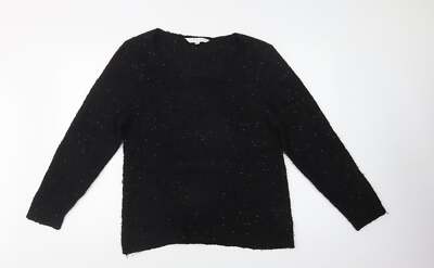 Amara Reya Womens Black Round Neck Acrylic Pullover Jumper Size 16 | eBay