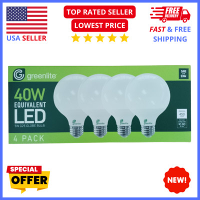 Greenlite G25 LED Globe Bulbs 5W=40W – 450lm, E26 Base, Damp Rated – 4 ...