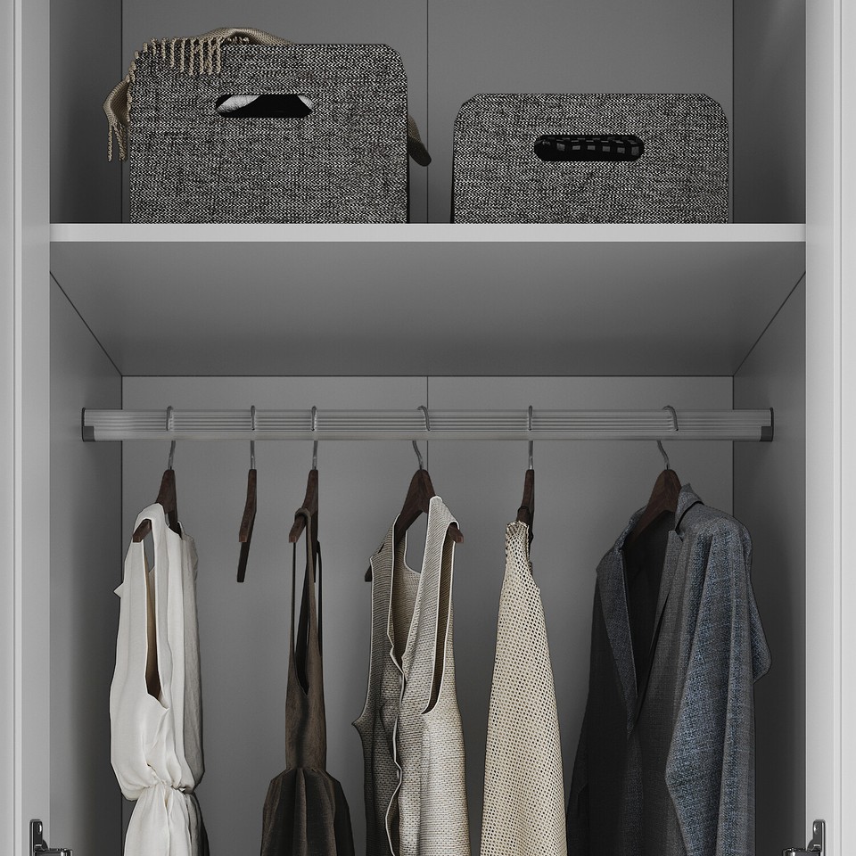 3 Door Wardrobe Matte Grey Storage Cupboard with Shelves Rail Bedroom ...