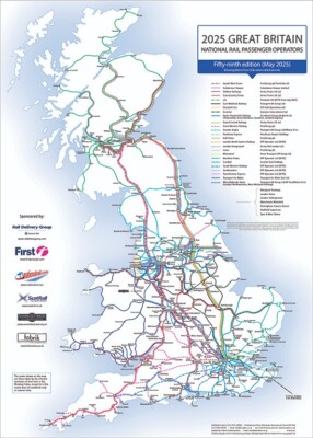 UK Rail Operators Map 56th Edition - Laminated Railway Wall Map Size ...