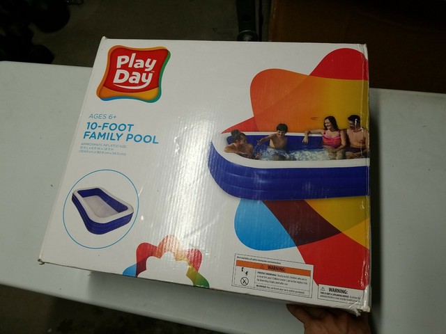 Play Day KB0530000138 120"x72"x22" Rectangular Inflatable Family Pool ...