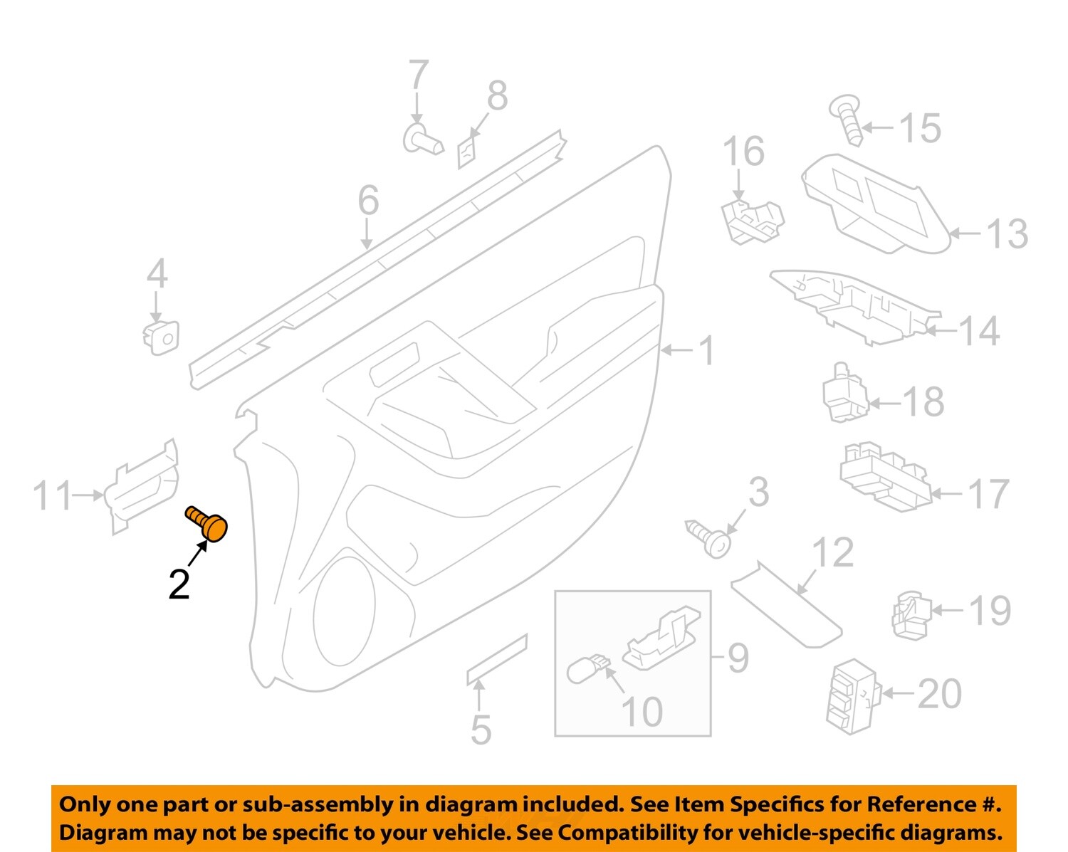 SUBARU OEM 10-23 Ascent Rear Door Interior Trim-Door Trim Panel Clip ...