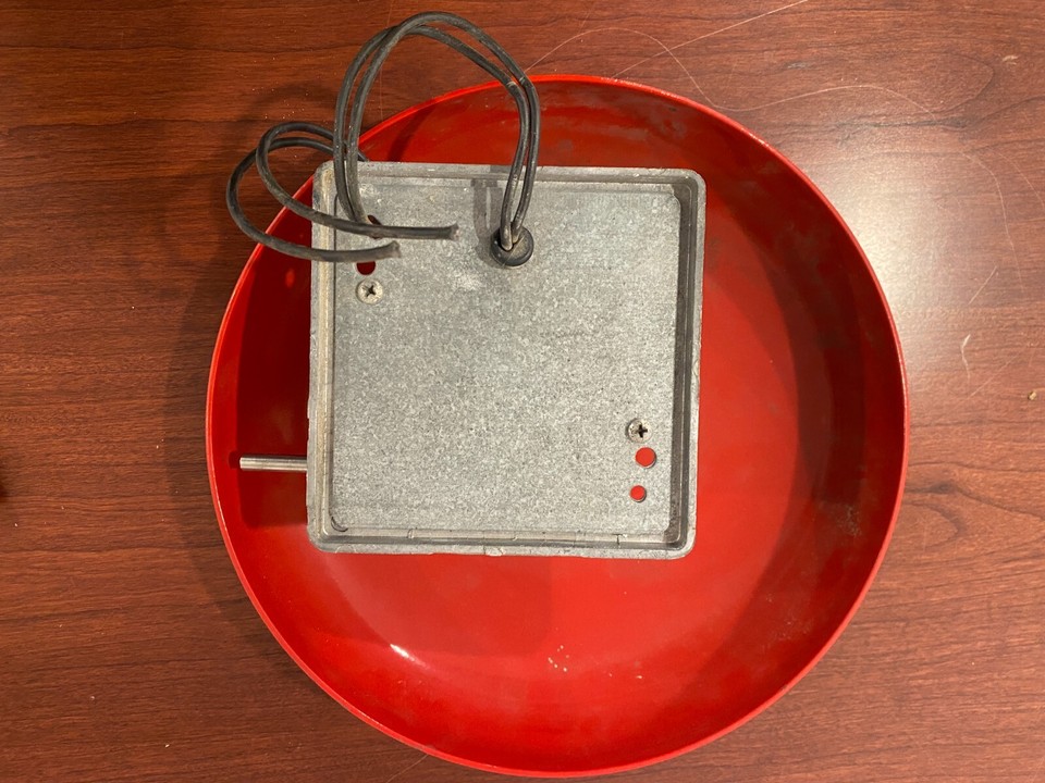 RED Ademco Alarm Bell Model UF 10 Approx. 10" 6 Volts D.C. TESTED LOUD ...