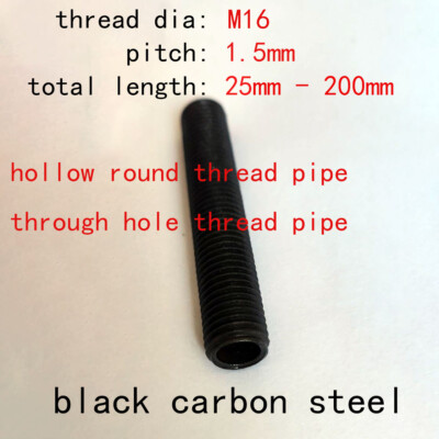 25mm-200mm Long M16 1.5mm Black Male Thread Pipe Fine Thread Full ...
