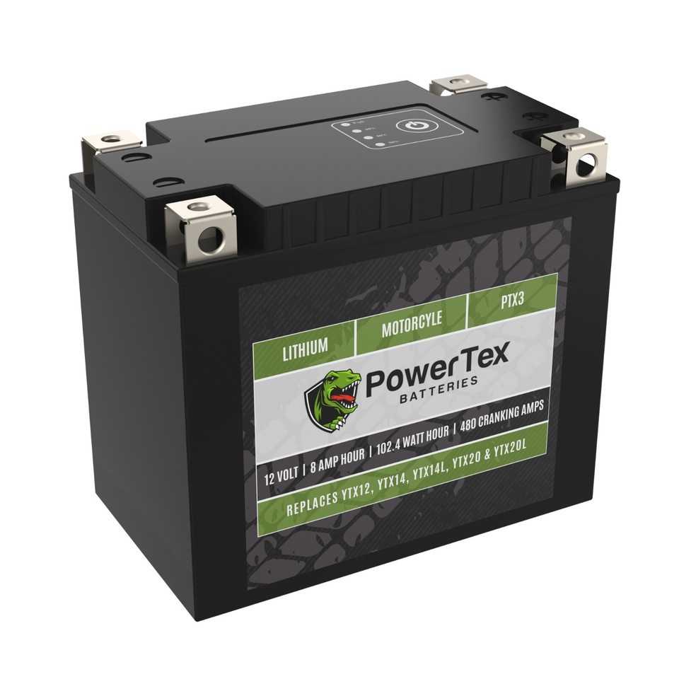 Powertex YTX14-BS Lithium Battery – BMS, 480 CA, 4-Terminal, Jump-Start ...