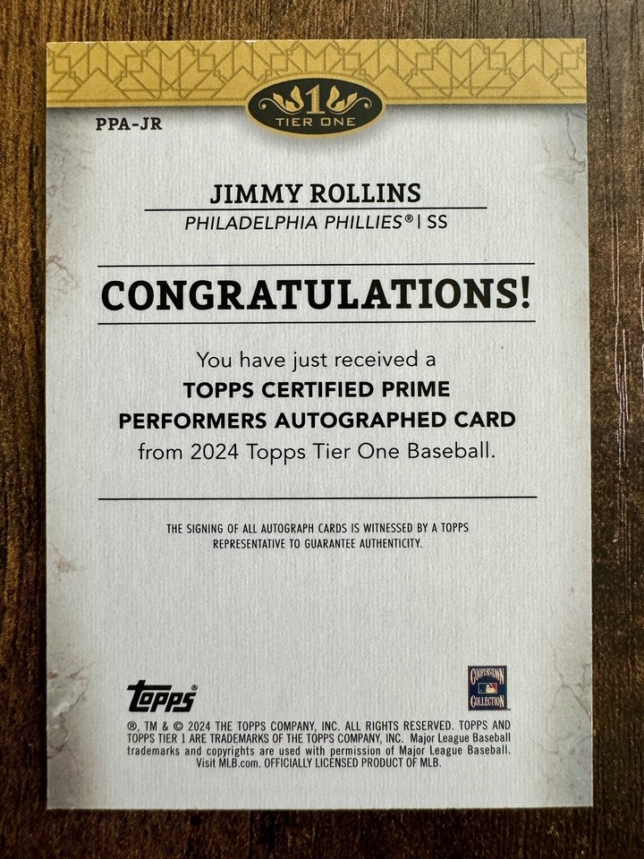 2024 Topps Tier One Jimmy Rollins Auto 151/249 | eBay