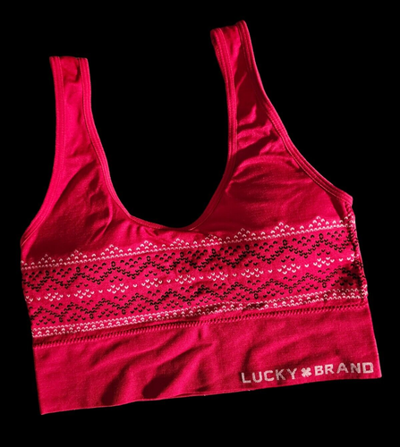 LUCKY BRAND Bras Womens Solid Red Wireless Sports Bra Small | eBay