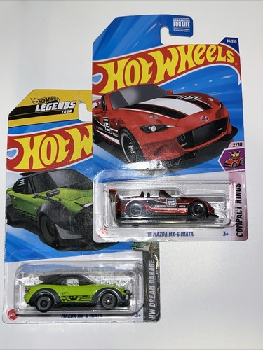 Hot Wheels LEGENDS Mazda MX-5 Miata Chimera Green + MX-5 Red Compact ...