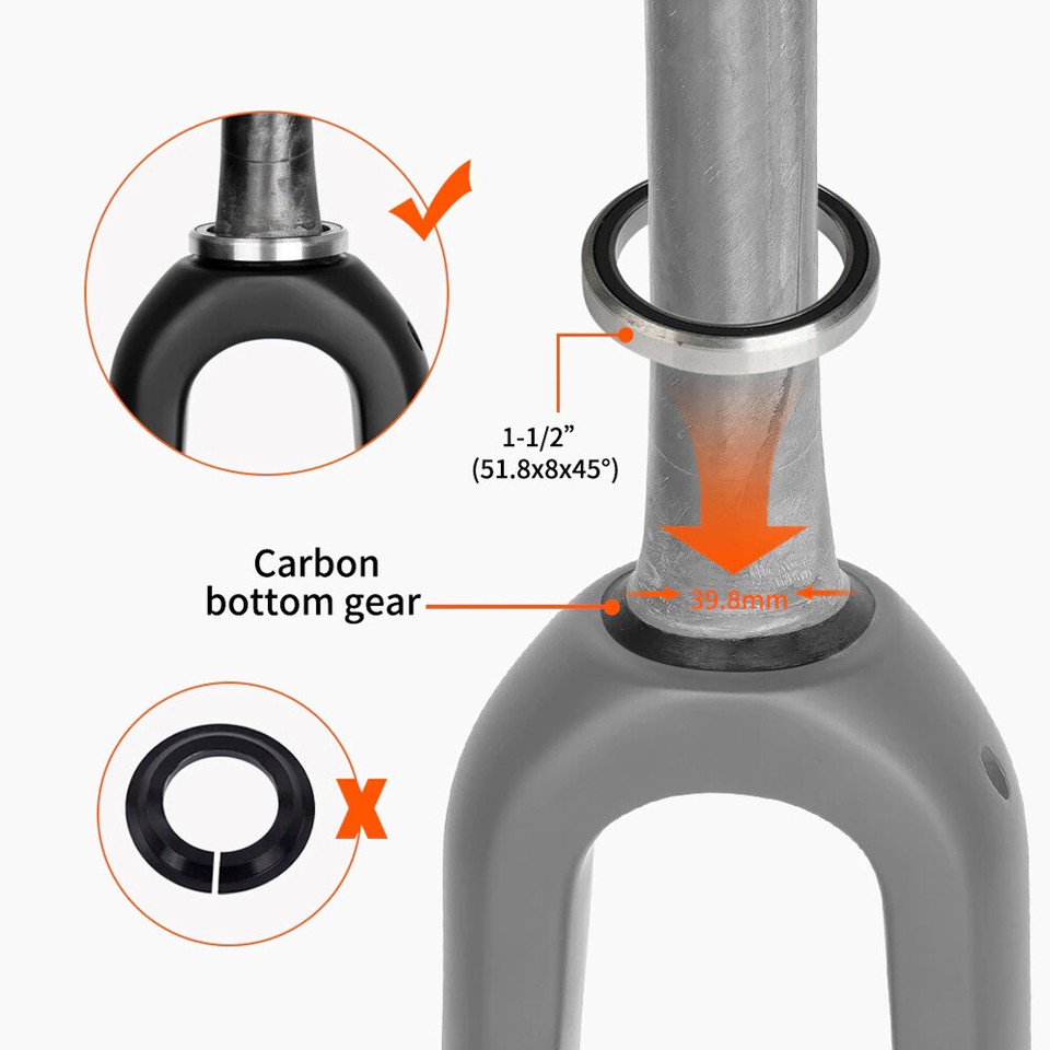 TOSEEK 700C*45mm Carbon Fiber Gravel Road Bike Tapered Fork Disc Brake ...