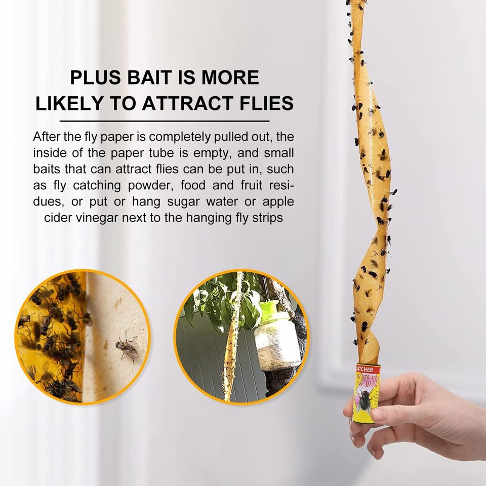 AU 4-120 Rolls Sticky Fly Trap Ribbon Tape Insect Bug Trap Strip ...