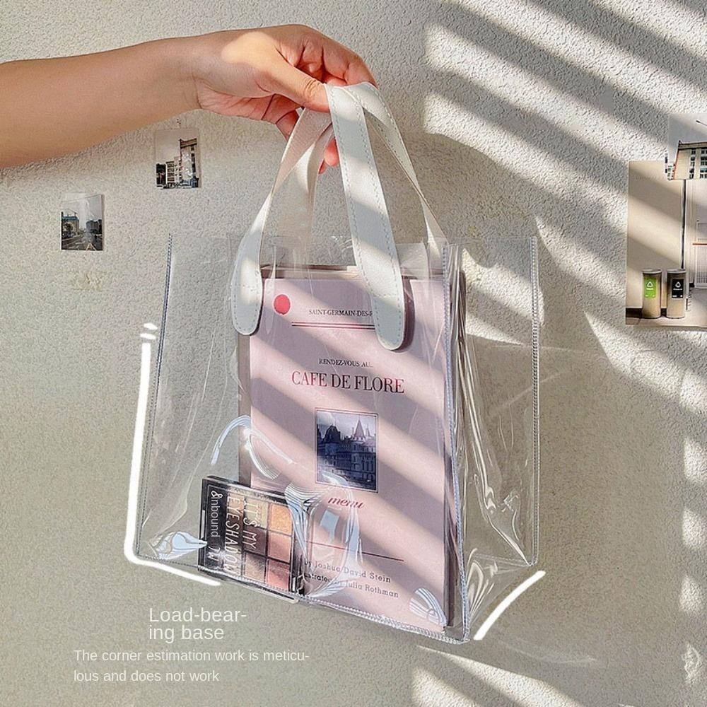 PVC Clear Tote Bag Transparent Waterproof Storage Bag Hand Gift Bag ...