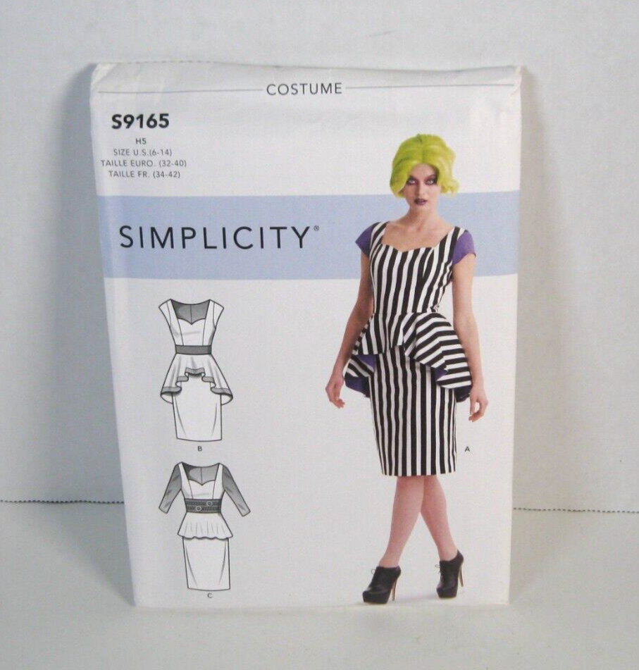 SIMPLICITY PATTERN 9165 BEETLEJUICE COSTUME MISSES SIZES 16 18 20 22 24 ...