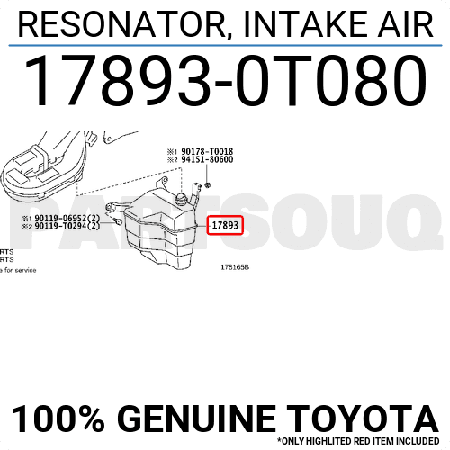 178930T080 Genuine Toyota RESONATOR, INTAKE AIR 17893-0T080 | eBay