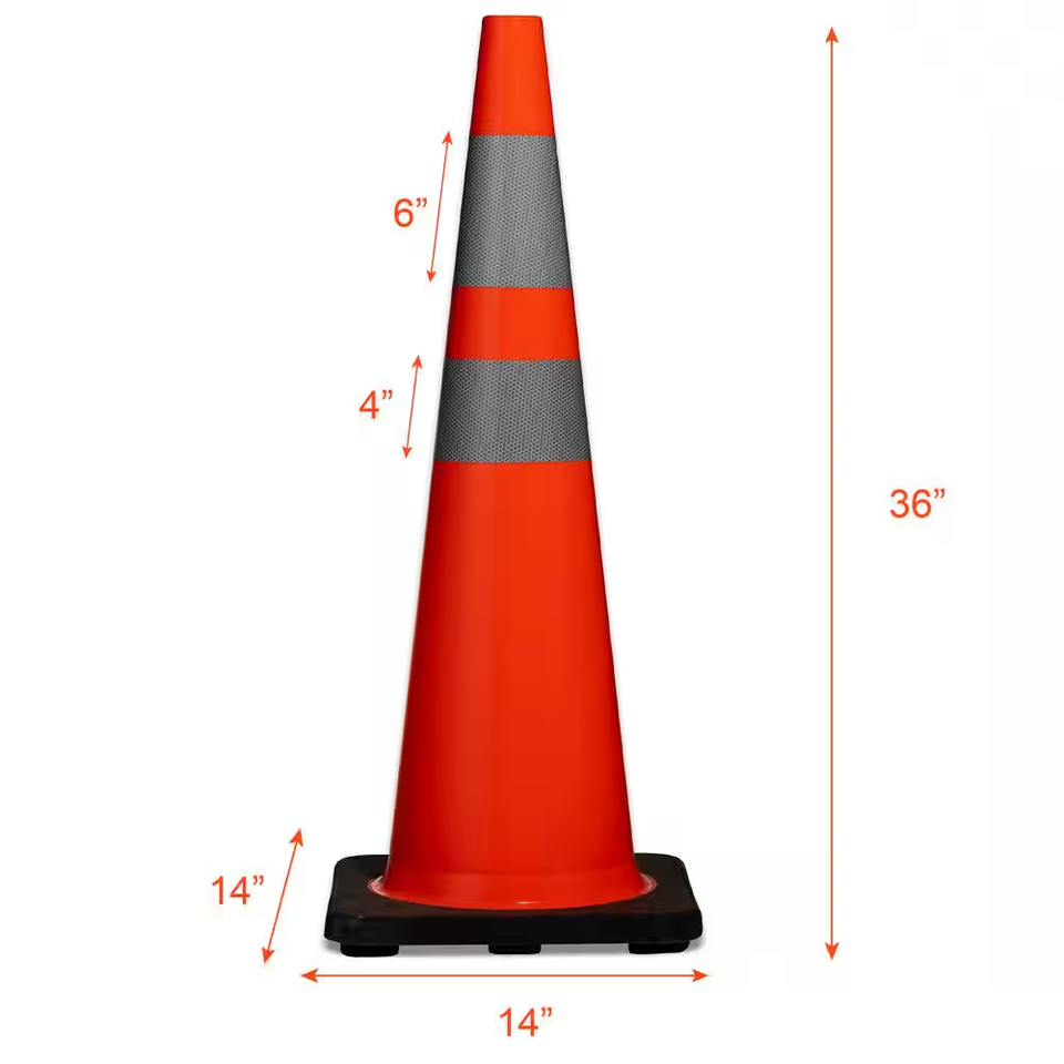 36 In. Orange PVC Reflective Traffic Safety Cone | eBay