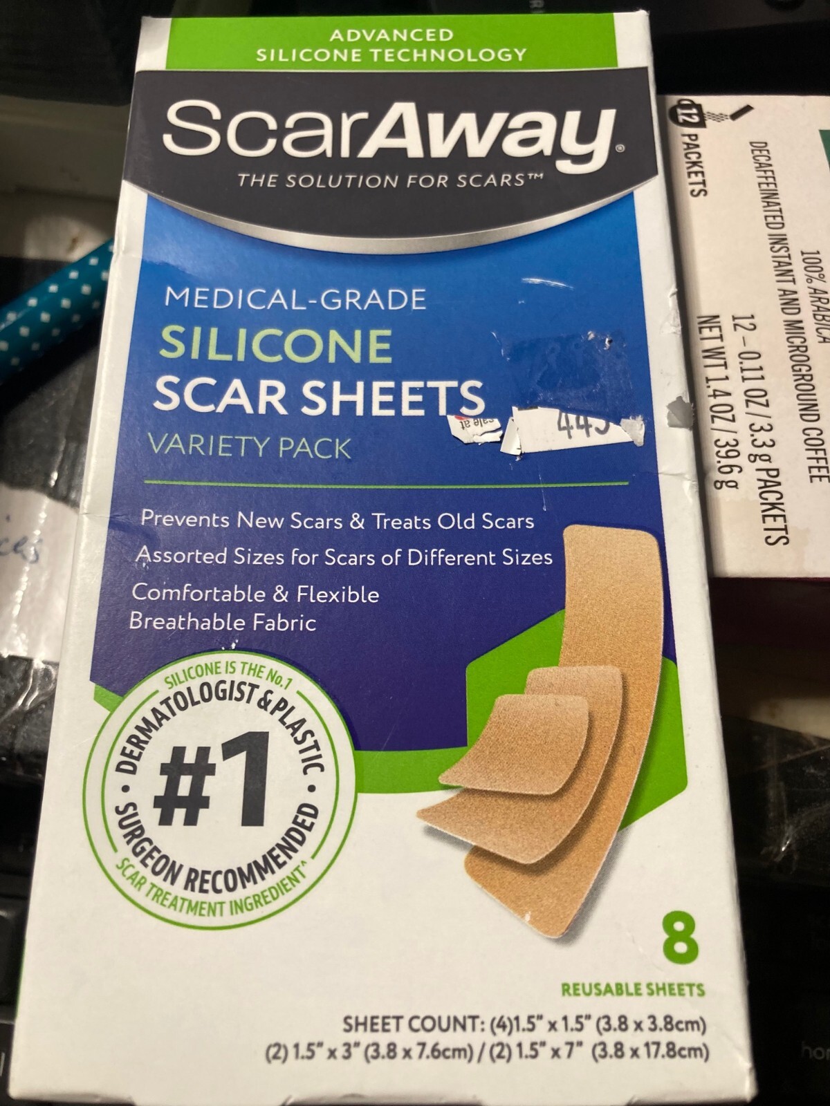 ScarAway Advanced Skincare SILICONE SCAR SHEETS • 8 SHEETS • EXP : 4.28 ...