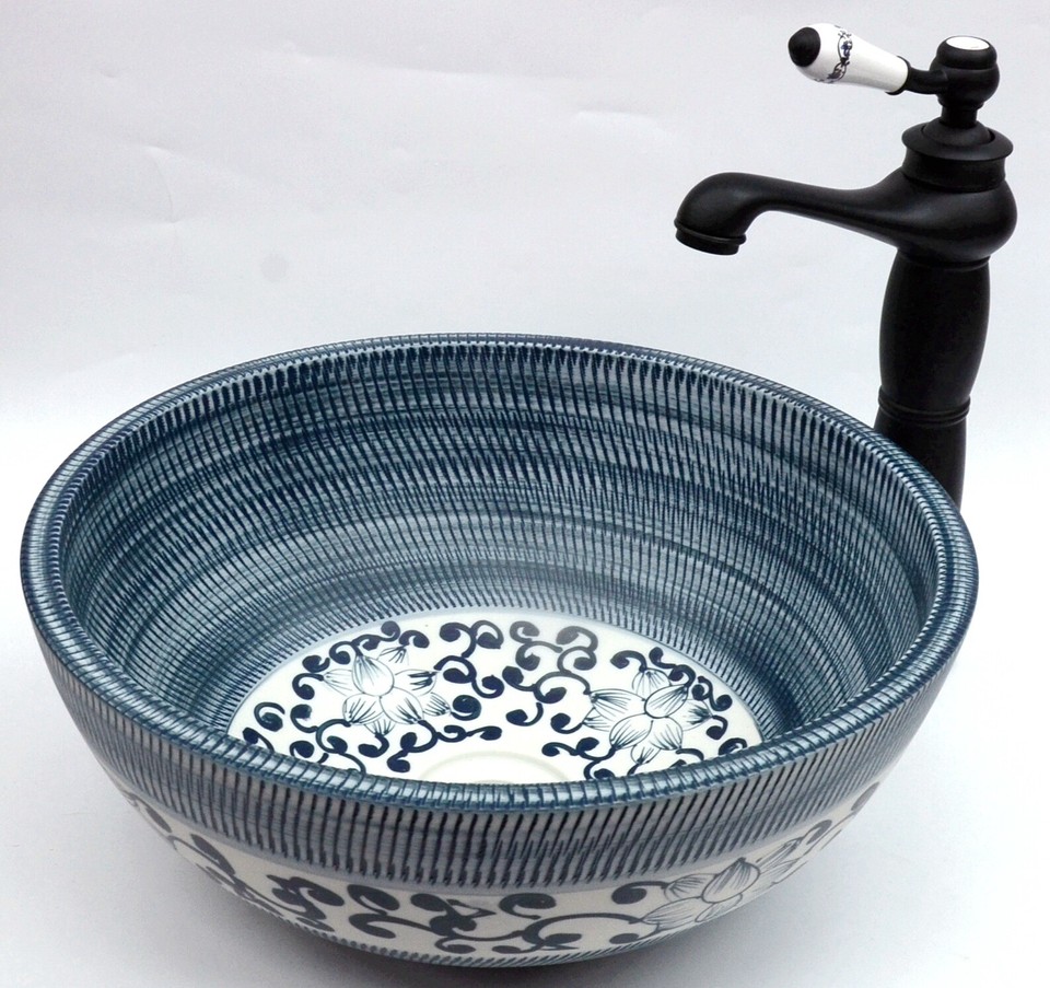 Vintage Patterned Kasbah Round Bathroom Cloakroom Ceramic Counter Top ...