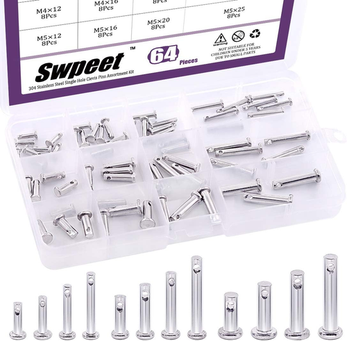 64Pcs 304 Stainless Steel M3 M4 M5 12 Type Clevis Pin Assortment Kit ...