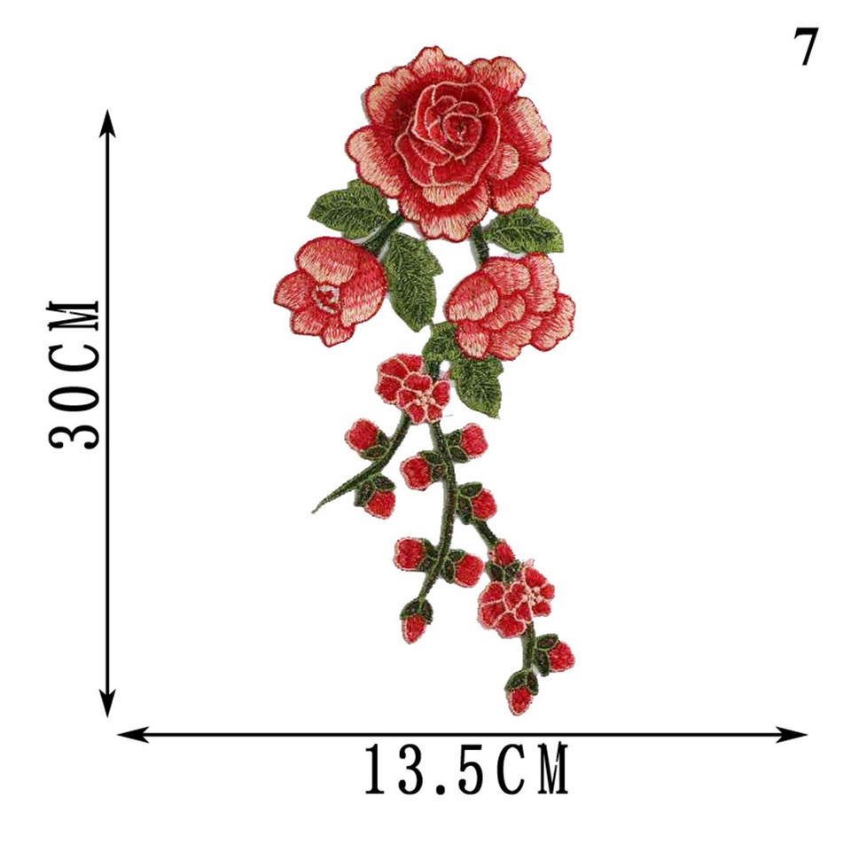 Rose Flower Patch Iron Sew On Embroidered Badge Clothes Embroidery ...