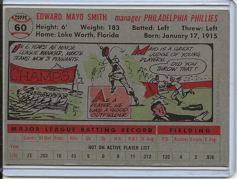 1956 Topps - Gray Back #60 Mayo Smith for sale online | eBay