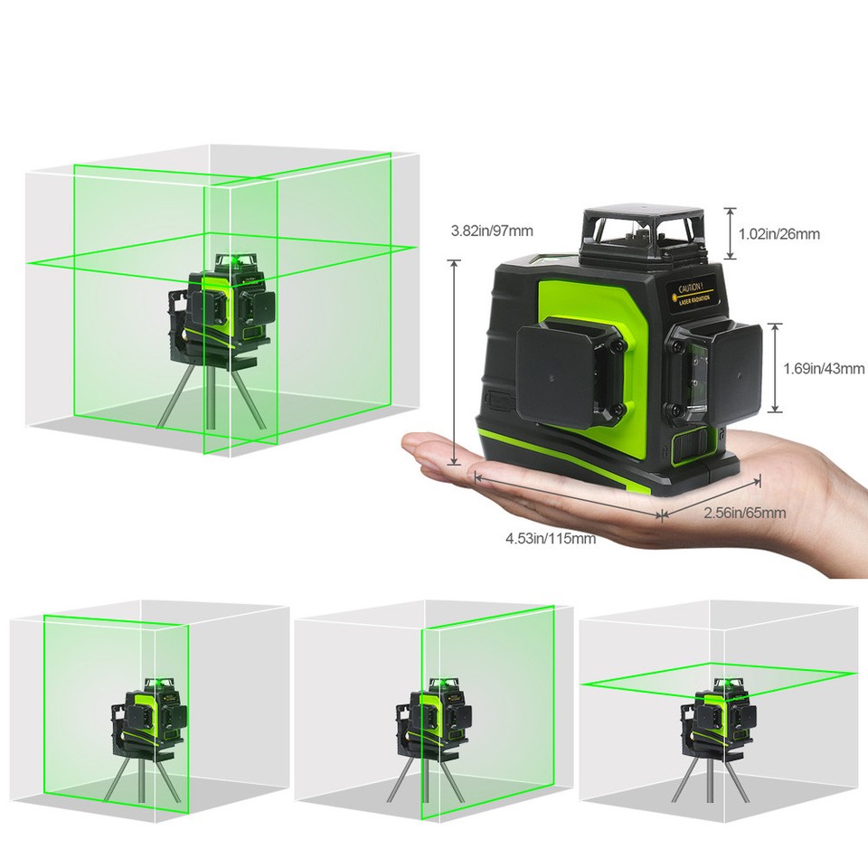 Laser level green beam 12 Lines 3D Cross Line Laser Self Leveling ...