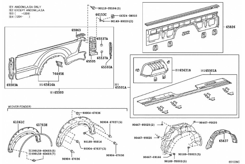 Toyota Genuine OEM Liner, rear wheel house, rh HILUX GGN15,25,35 ...