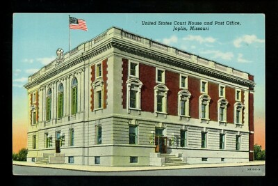 Post Office postcard Missouri MO Joplin flag lanterns | eBay