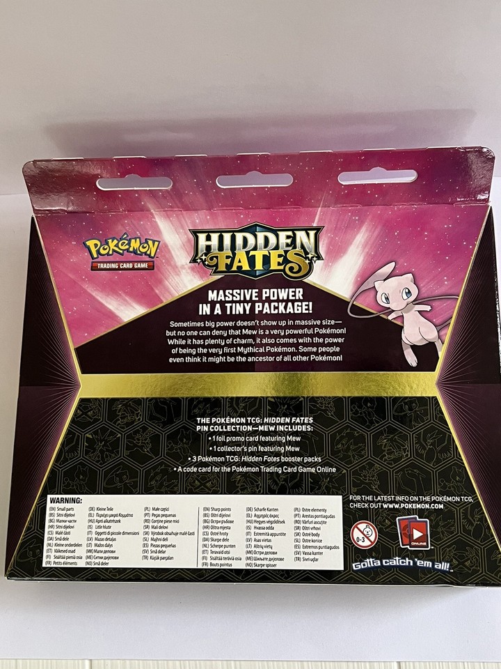 2019 Pokémon TCG Hidden Fates Mew Pin Collection Box FACTORY SEALED ...