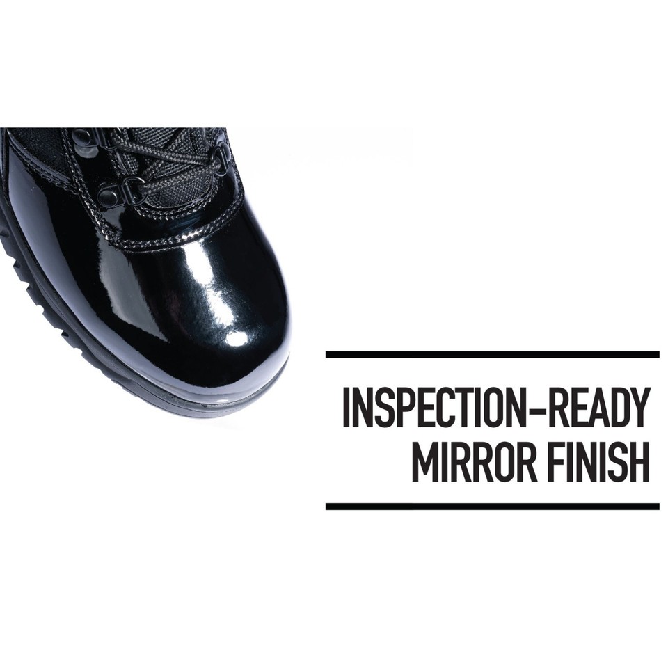 Black High Gloss Forced Entry Boots Tactical Slip-Resistant Side Zipper ...