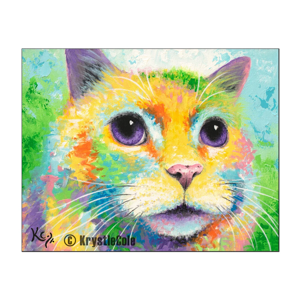 Abstract Acrylic Painting Colorful Cats